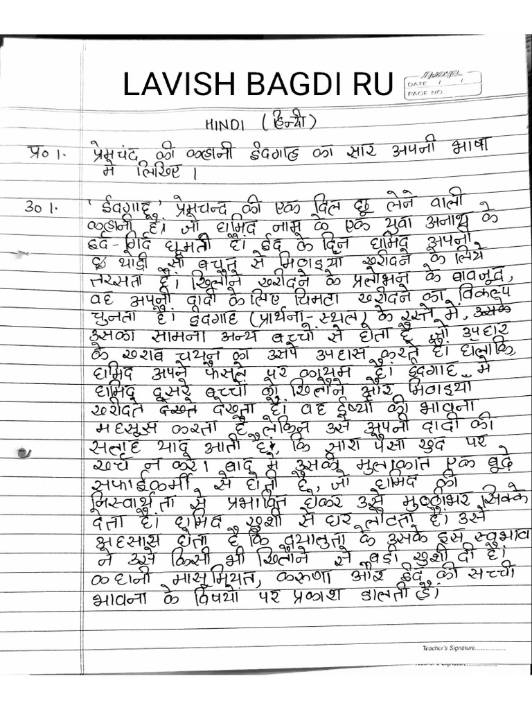 Hindi Assignment LAVISH BAGDI RU | PDF