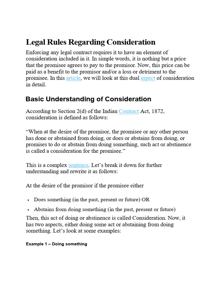 Legal Rules Regarding Consideration | PDF | Consideration | Justice