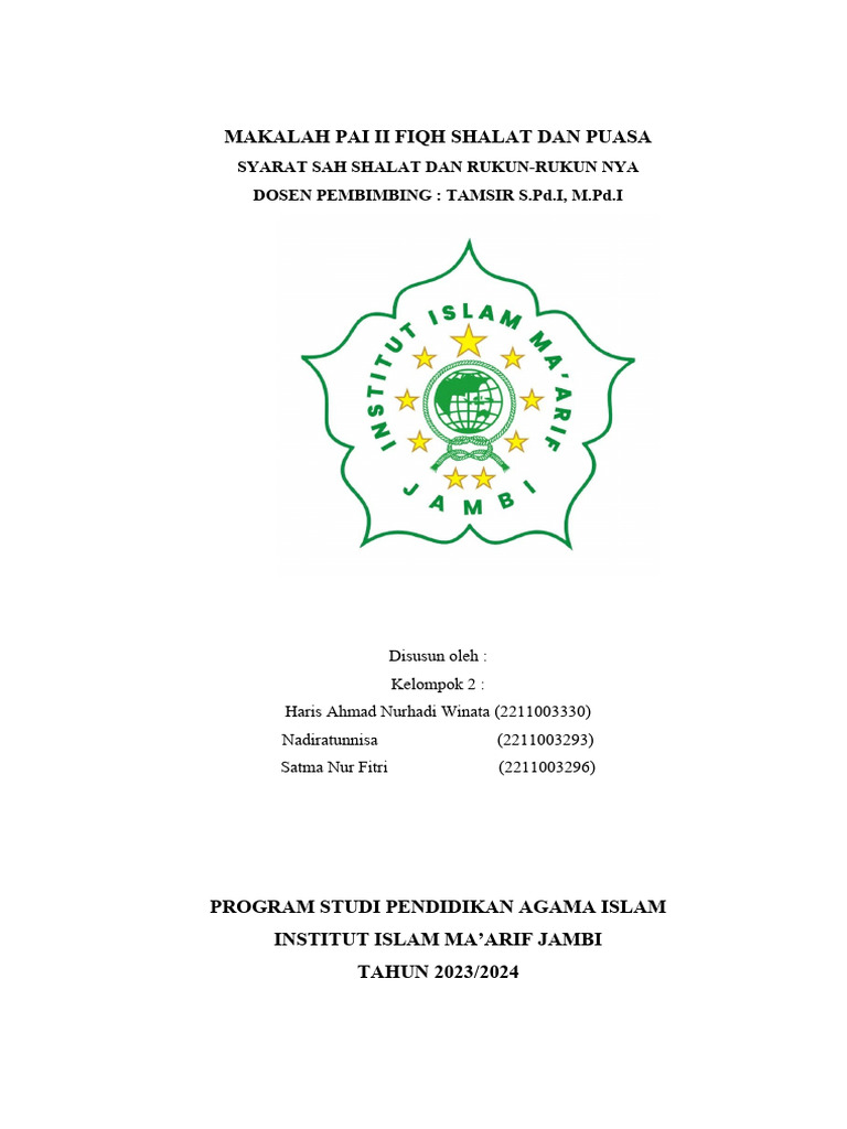 Makalah Pai Ii Fiqh Shalat Dan Puasa | PDF