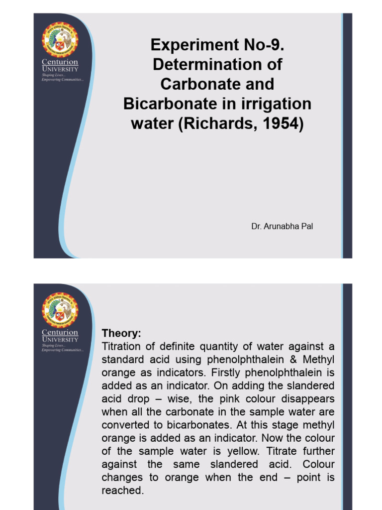 Carbonate and Bicarbonate Analysis in Water | PDF | Science & Mathematics