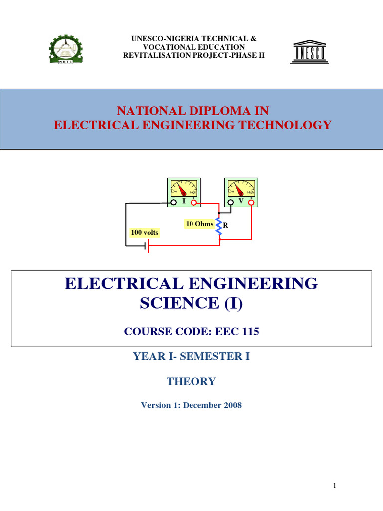 EEC 115 Theory - Electrical Engineering Science 1 | PDF | Electric Current | Electrical ...
