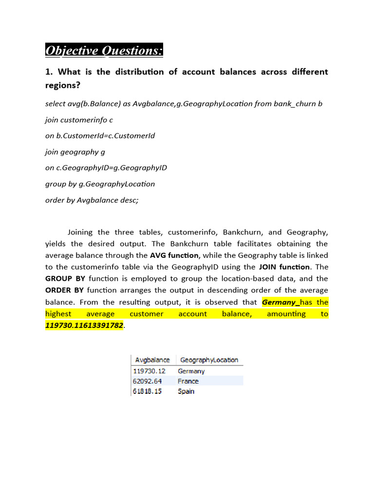 SQL Objective and Subjective Questions | PDF | Employee Retention | Table (Database)