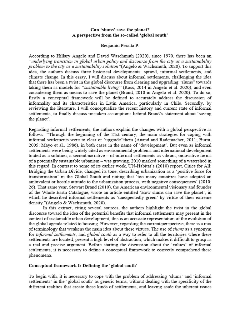 Can Slums Save The Planet? - Benjamín Peralta | PDF | Slum | Sustainability