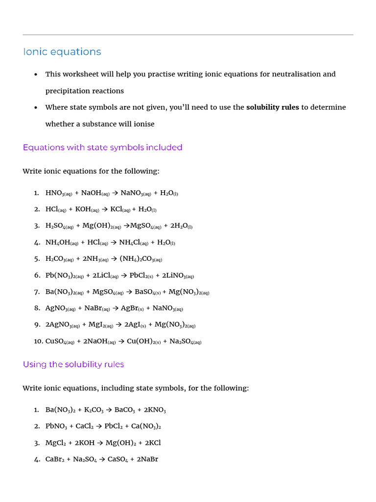 Ionic Equations | PDF