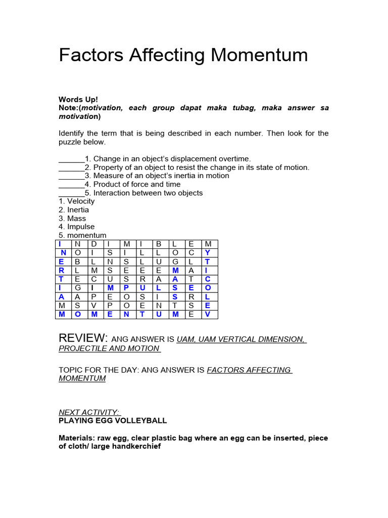 Factors Influencing Momentum Dynamics | PDF | Momentum | Velocity