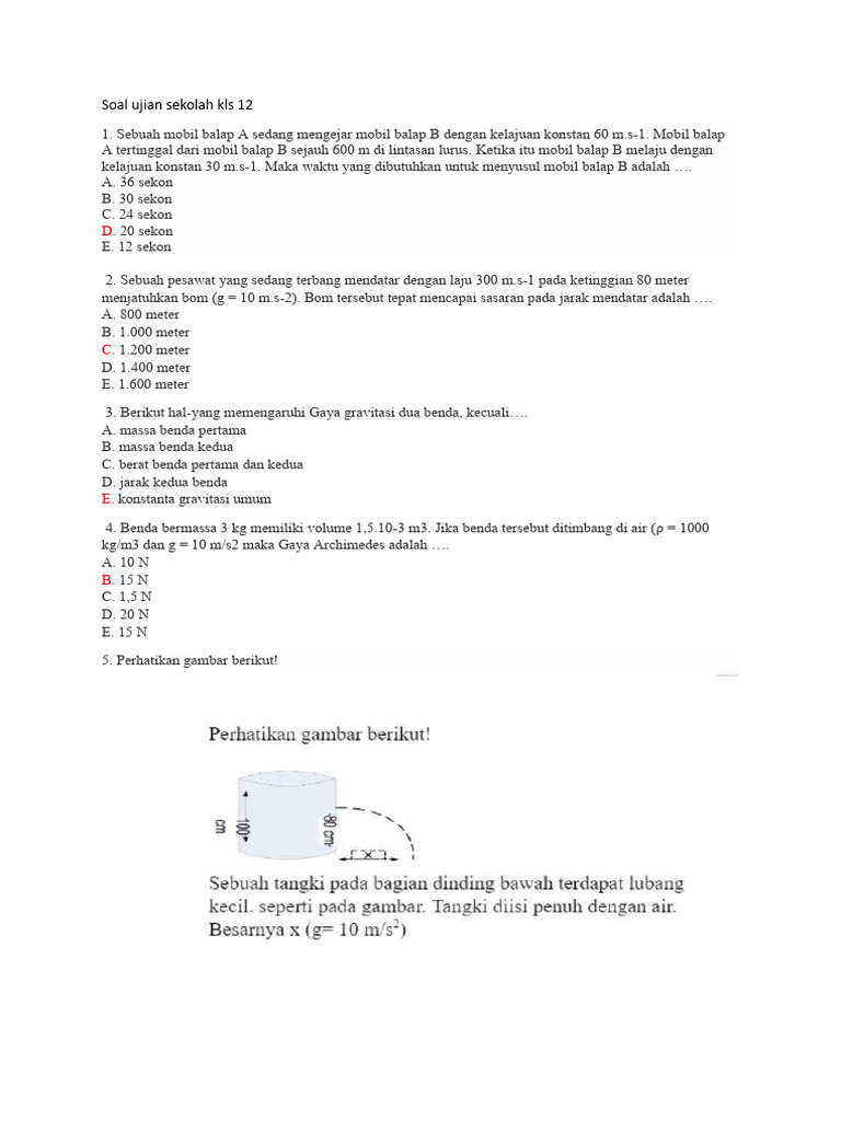 Soal Soal Fisika Kelas Xii Tp. 2023-2024 | PDF