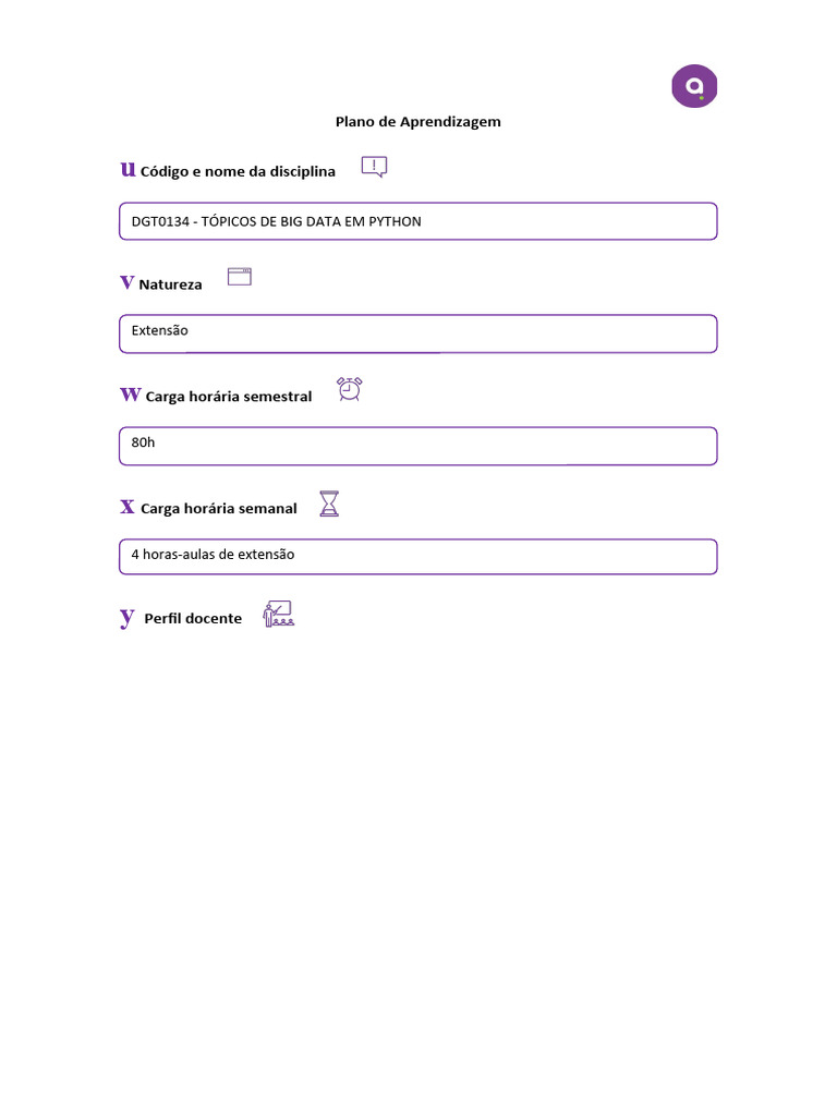 Plano Da Aprendizagem ToPICOS DE BIG DATA EM PYTHON DGT0134 | PDF | Big Data | Engenharia de ...