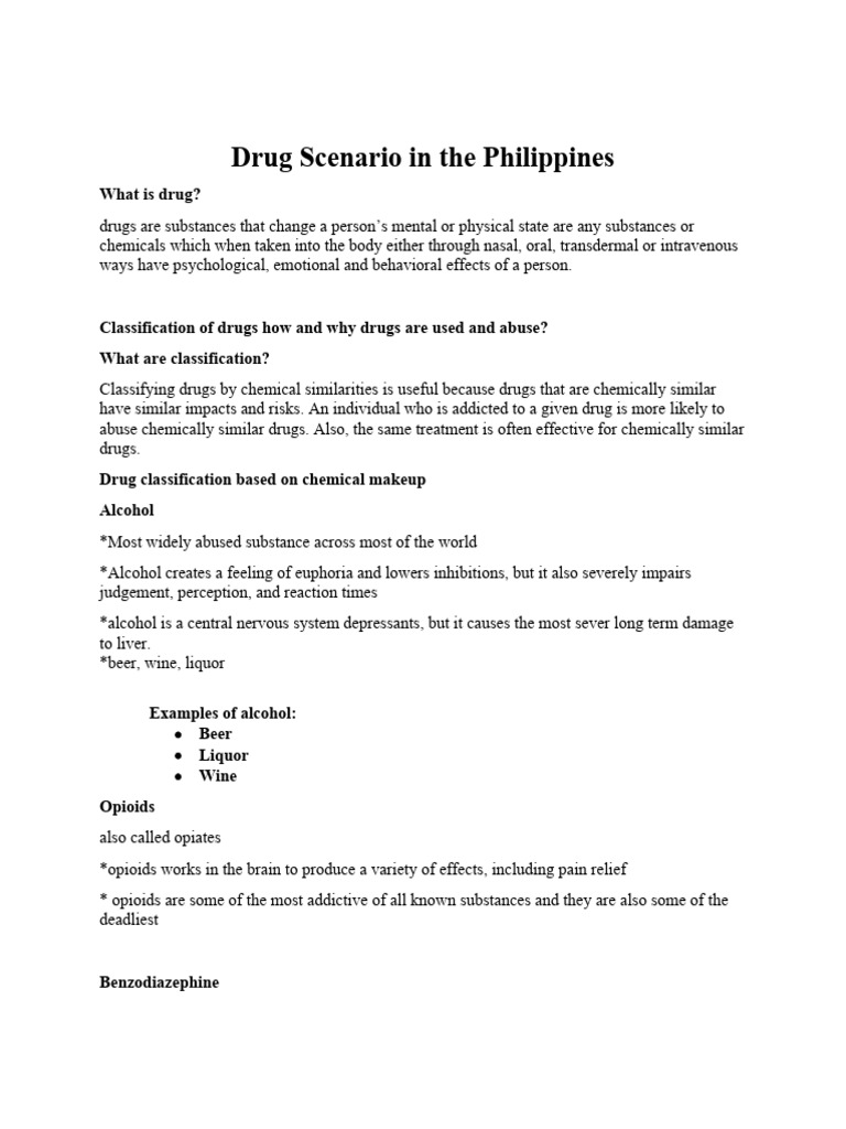 Drug Scenario in The Philippines | PDF | Psychoactive Drugs | Substance ...