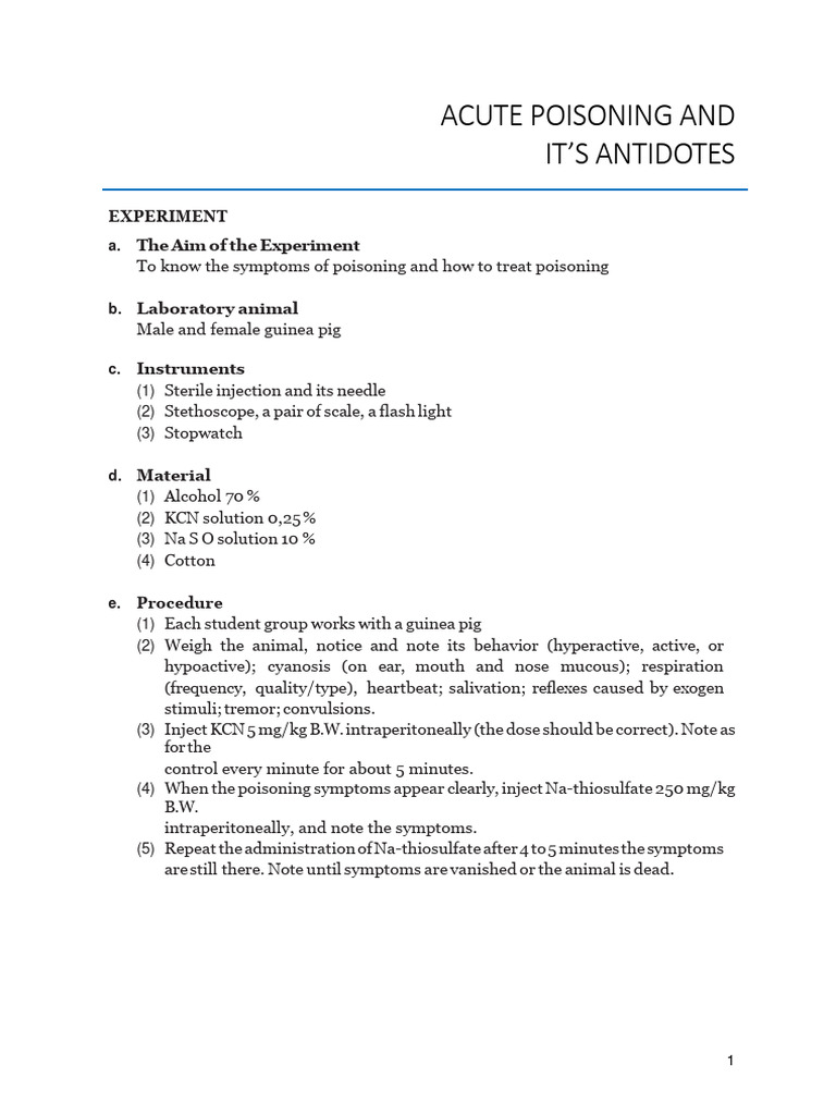 Assignment - ACUTE POISONING AND | PDF
