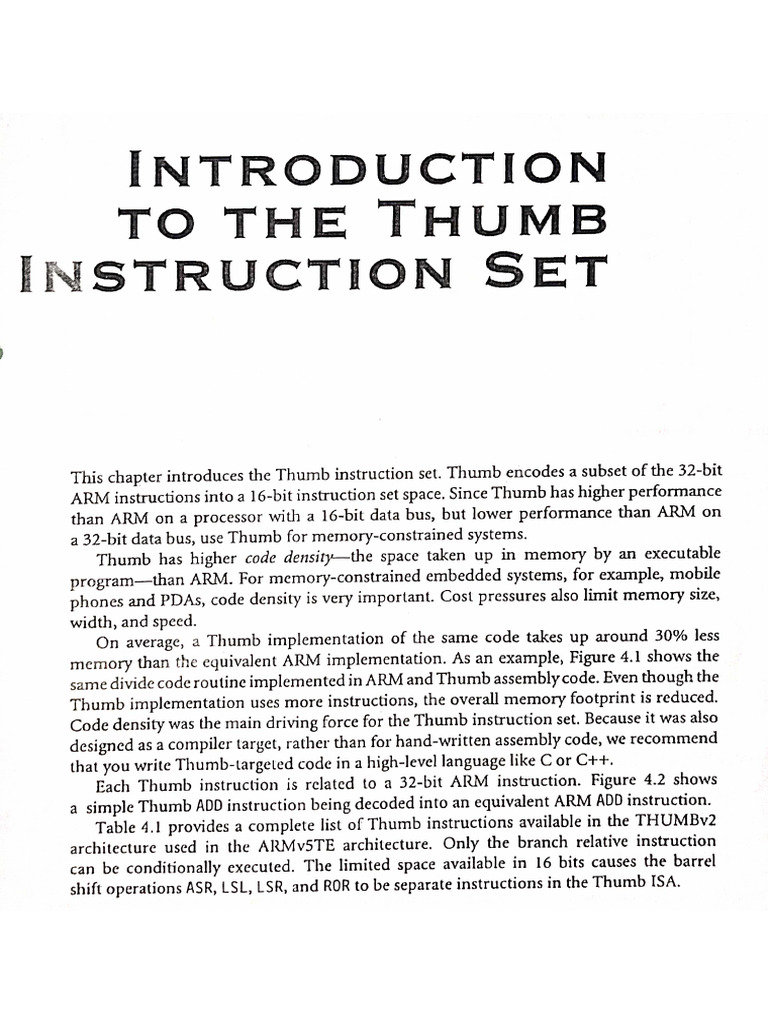 THUMB INSTRUCTIONS SET | PDF