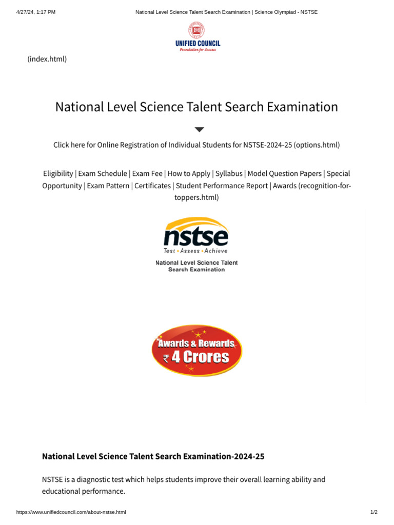 NSTSE _ National Level Science Talent Search Examination _ Science ...