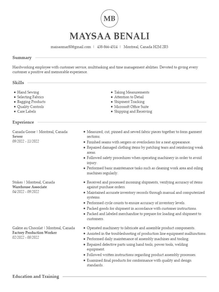 Maisa CV | PDF | Sewing | Clothing