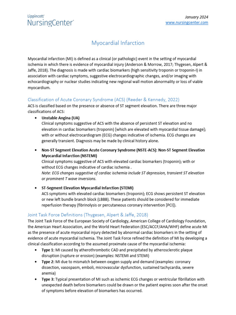 Myocardial Infarction Overview and Management | PDF | Myocardial ...