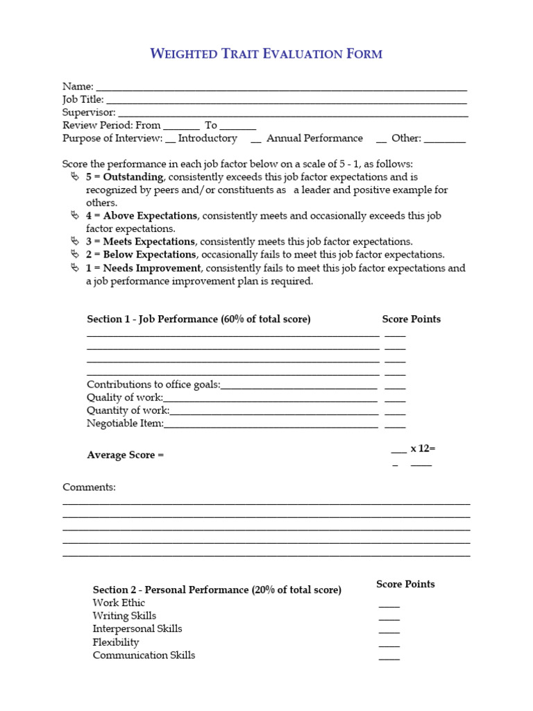 Weighted Evaluation Form | PDF | Applied Psychology | Industrial And ...