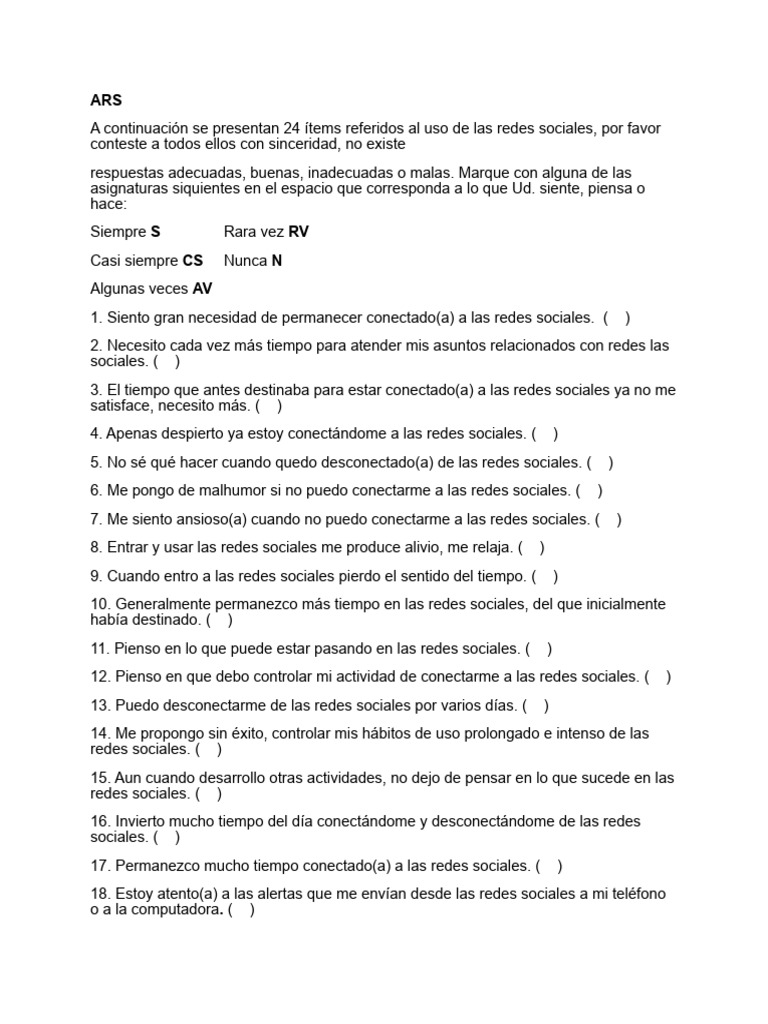 ARS Cuestionario | PDF