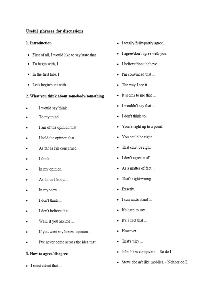 Expressions For Discussions | PDF | Question | Truth