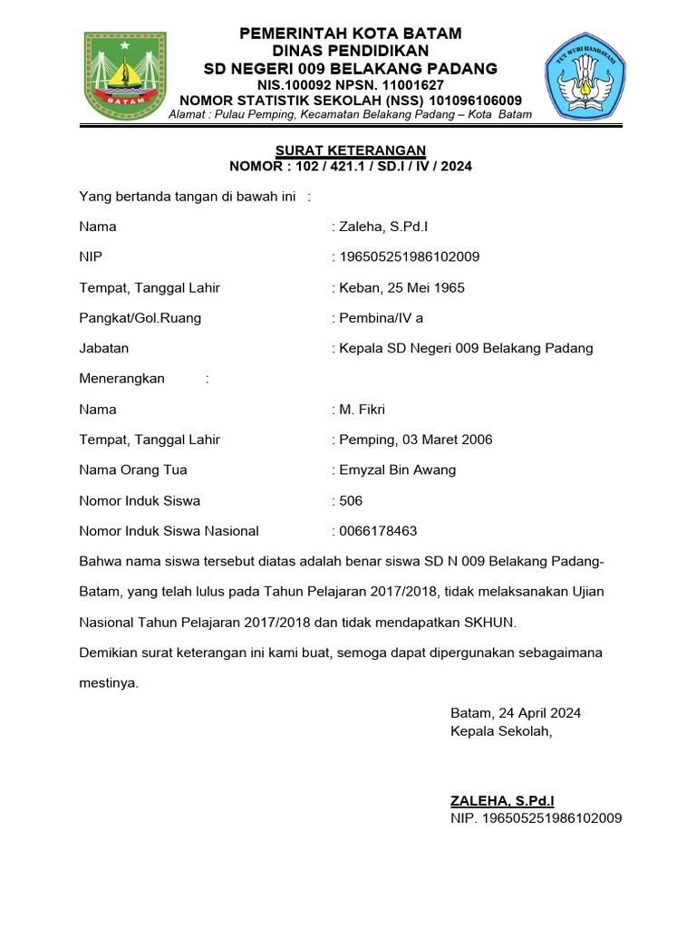 Surat Keterangan Tidak Menerbitkan Skhun | PDF Surat Keterangan Tidak Menerbitkan Skhun | PDF