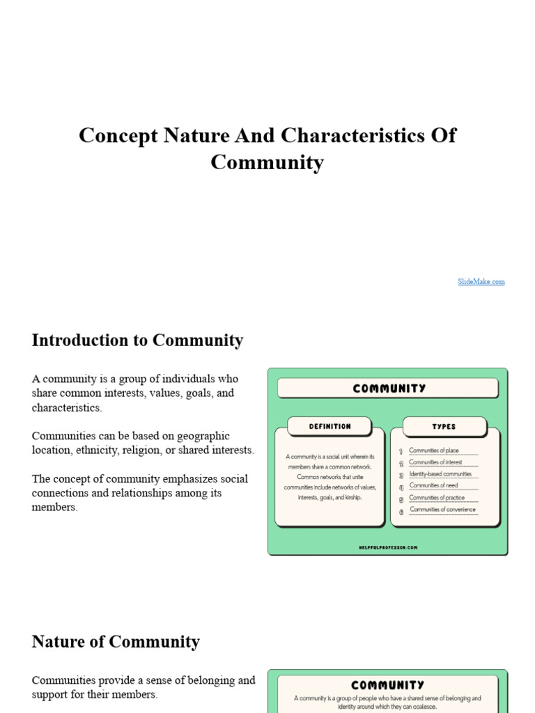 Concept Nature and Characteristics of Community | PDF