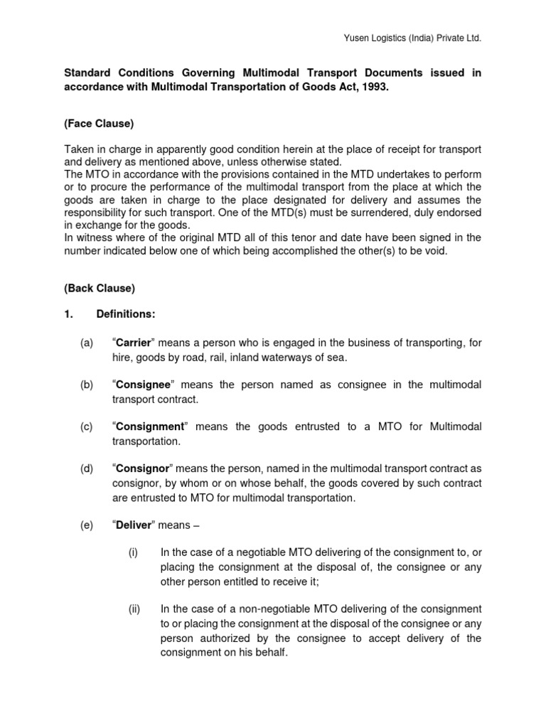 Multi Model Terms | PDF | Legal Liability | Common Carrier