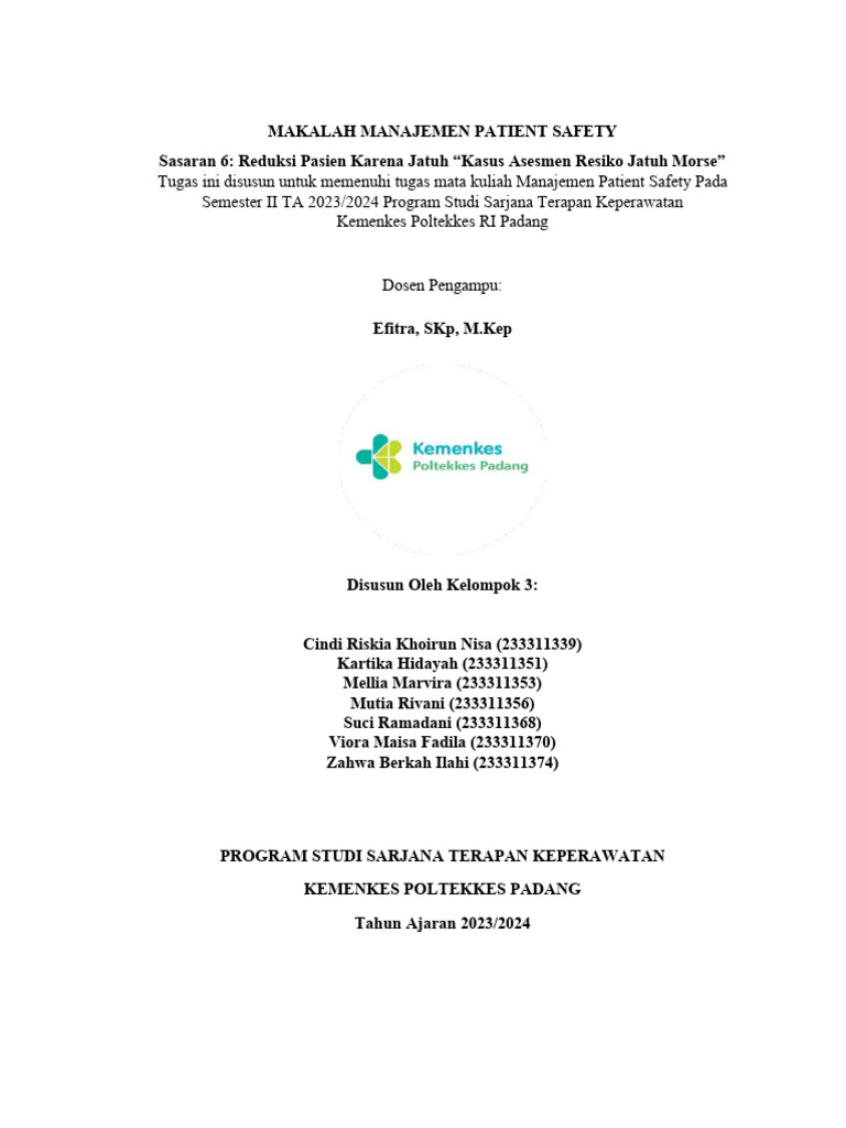 Makalah Asesmen Risiko Jatuh Kel.3 | PDF | Komputer