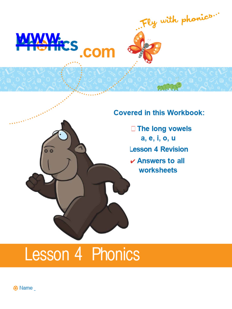 Lesson 4 Phonics Workbook: Long Vowels | PDF | Phonetics | Linguistics