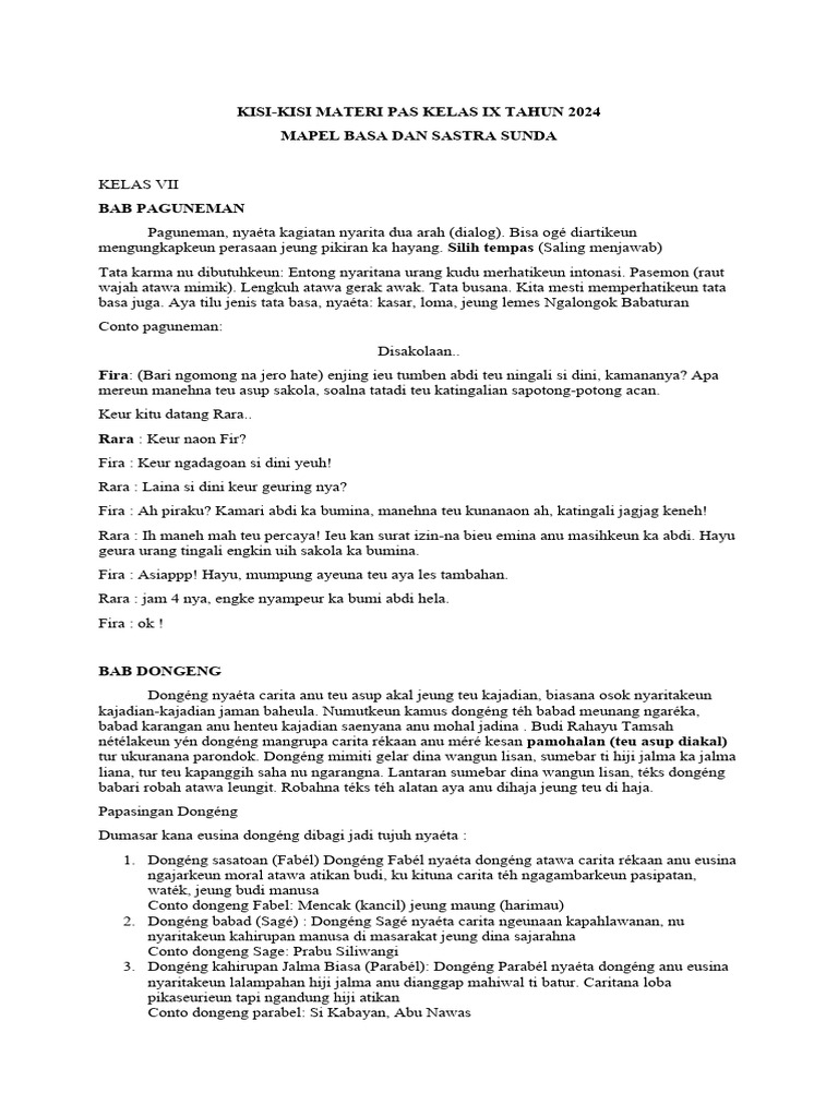 Kisi-Kisi Pas Kelas 9 Sem 2 THN 2024 | PDF