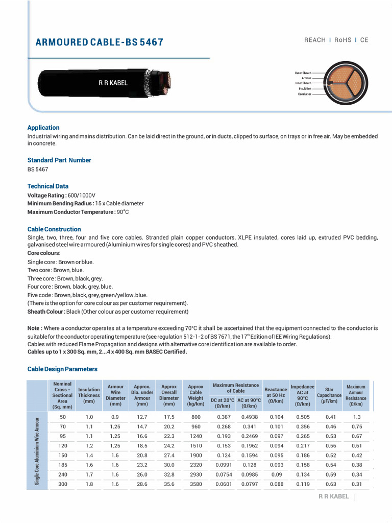 RR Kabel - BS5467 | PDF | Electrical Wiring | Materials