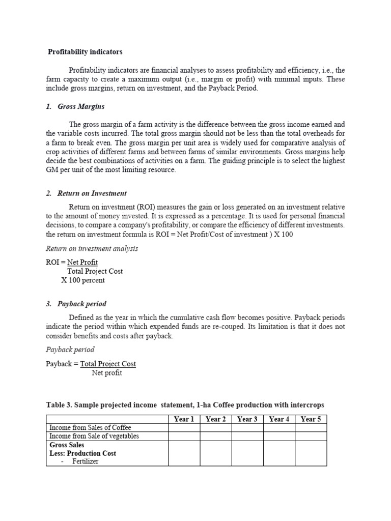 Profitability Indicators Sample | PDF | Return On Investment | Gross Margin