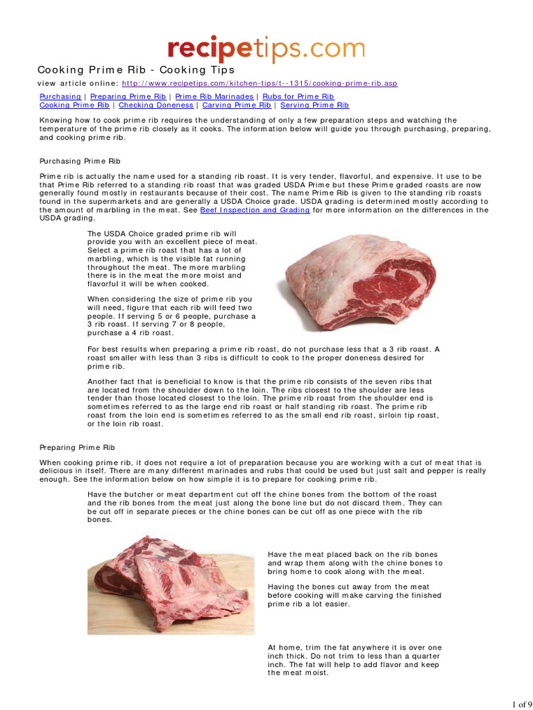 Prime Rib | PDF | Grilling | Baking