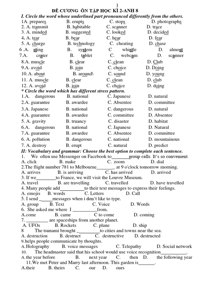 ĐỀ CƯƠNG ÔN TẬP KI 2 - ANH 8 | PDF | Tornadoes