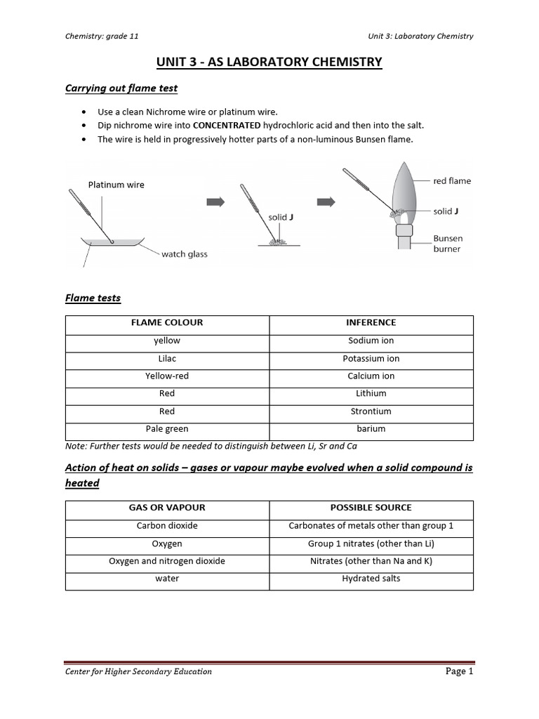 Unit 3 Practical Notes-1 | PDF | Precipitation (Chemistry) | Chlorine