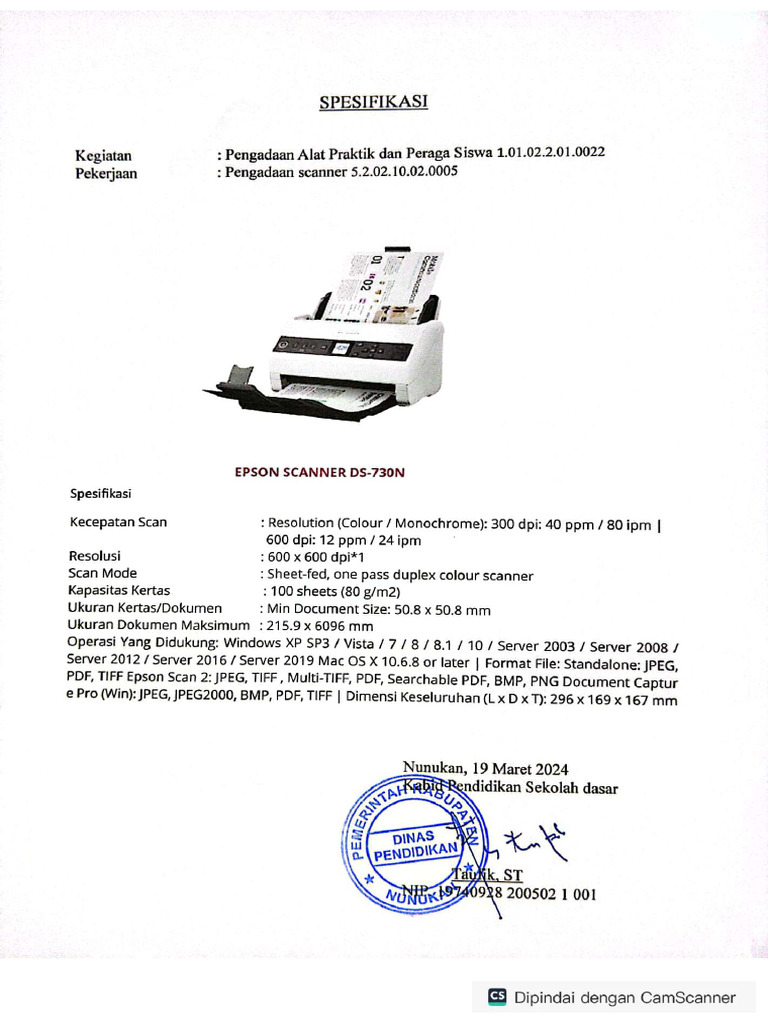 Spesifikasi Scaner | PDF