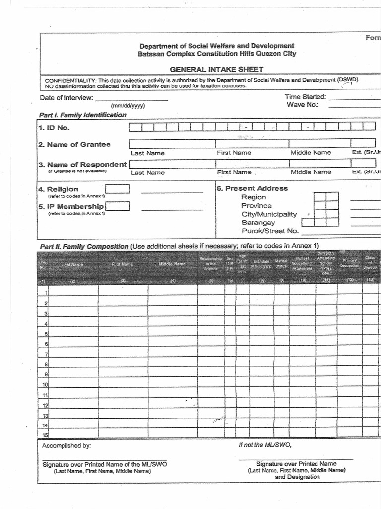 4ps_general Intake Sheet | PDF