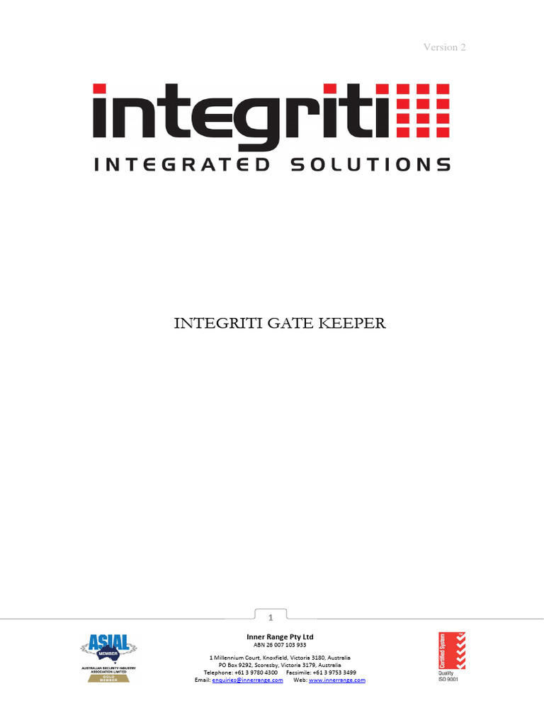 Integriti GateKeeper | PDF | Window (Computing) | Button (Computing)