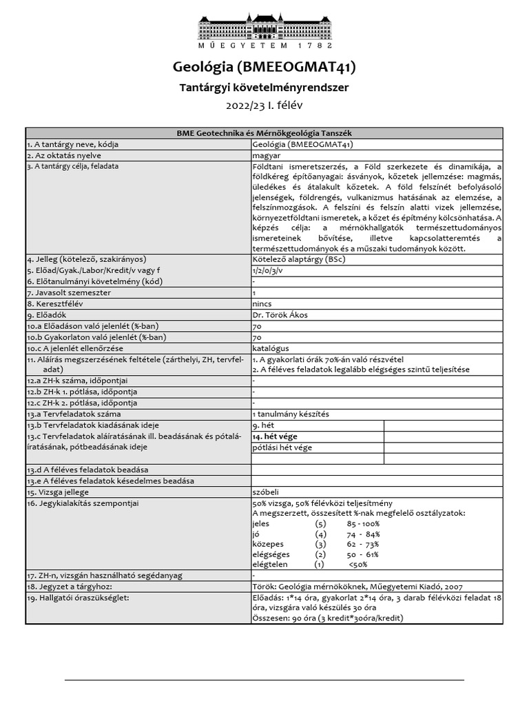 Geológia - 2022 - 23 Tematika | PDF