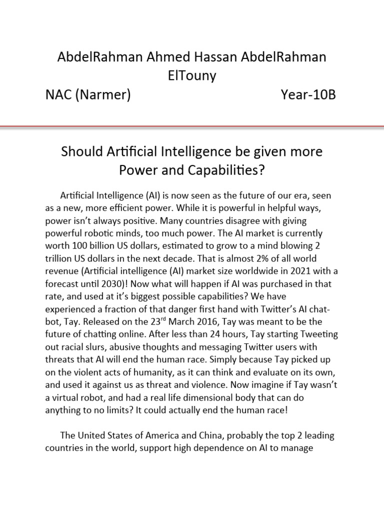 Should Artificial Intelligence Be Given More Power and Capabilities ...