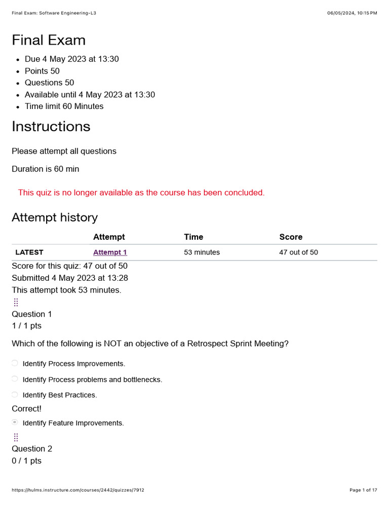 Final Exam Software Engineering-L3 | Download Free PDF | Scrum ...
