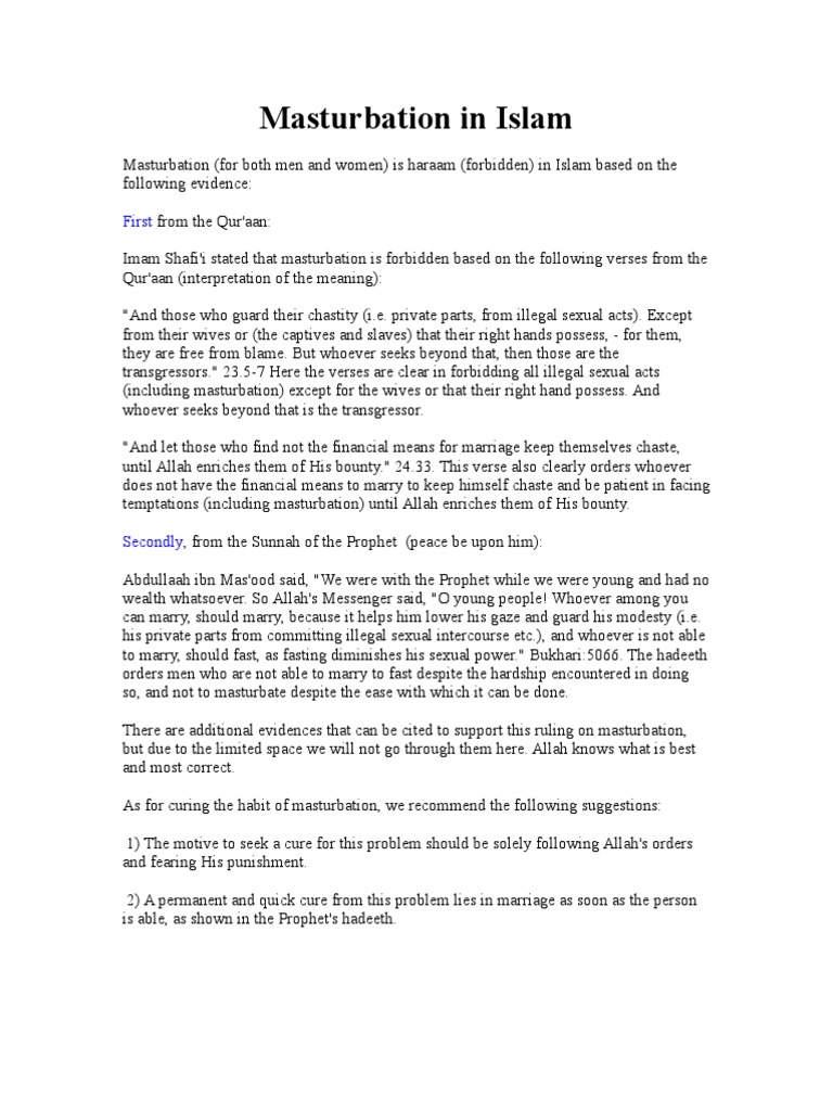 Masturbation Is Forbiden in Islam | PDF | Chastity | Monotheistic Religions