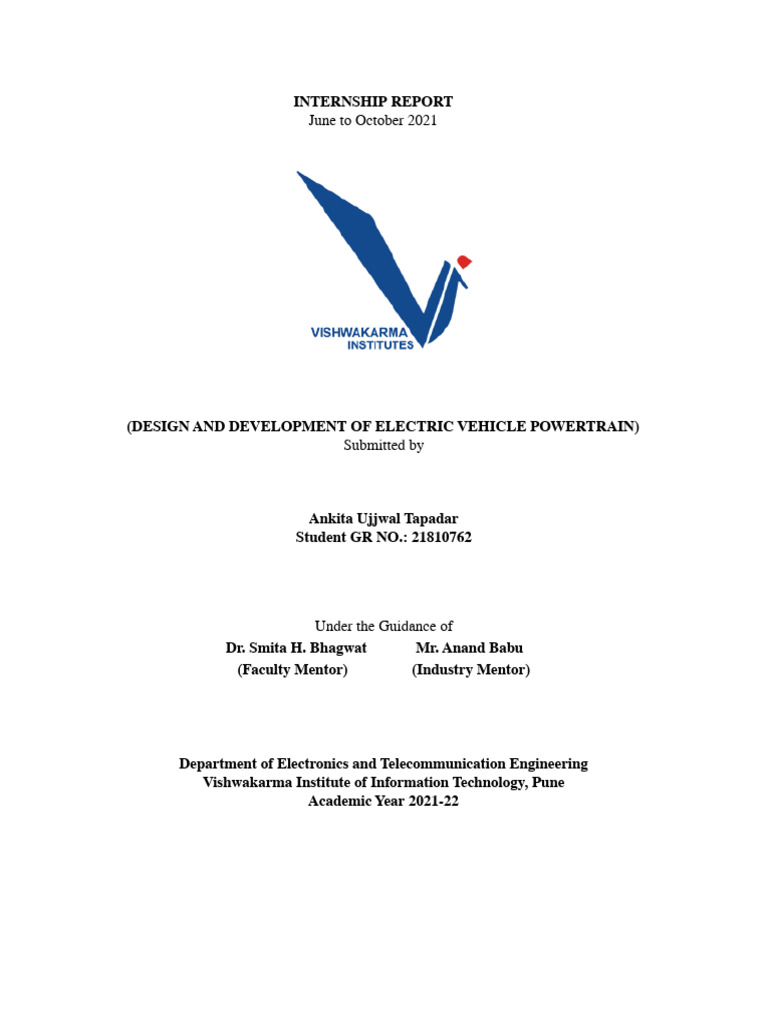 EV Powertrain Design Internship | PDF | Electric Vehicle | Plug In Hybrid