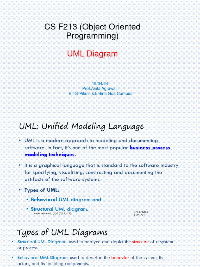 Lecture 19 Uml Diagrams Pdf Class Computer Programming Object Oriented Programming