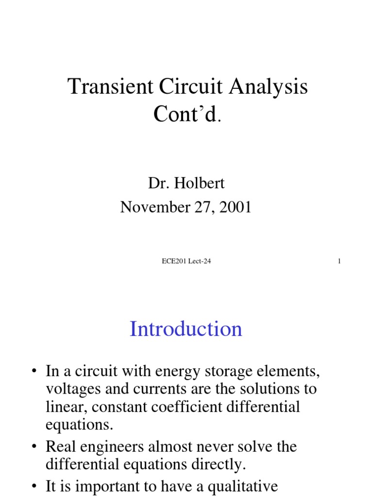 Transient Circuit Analysis Pdf Electrical Network Ordinary Differential Equation