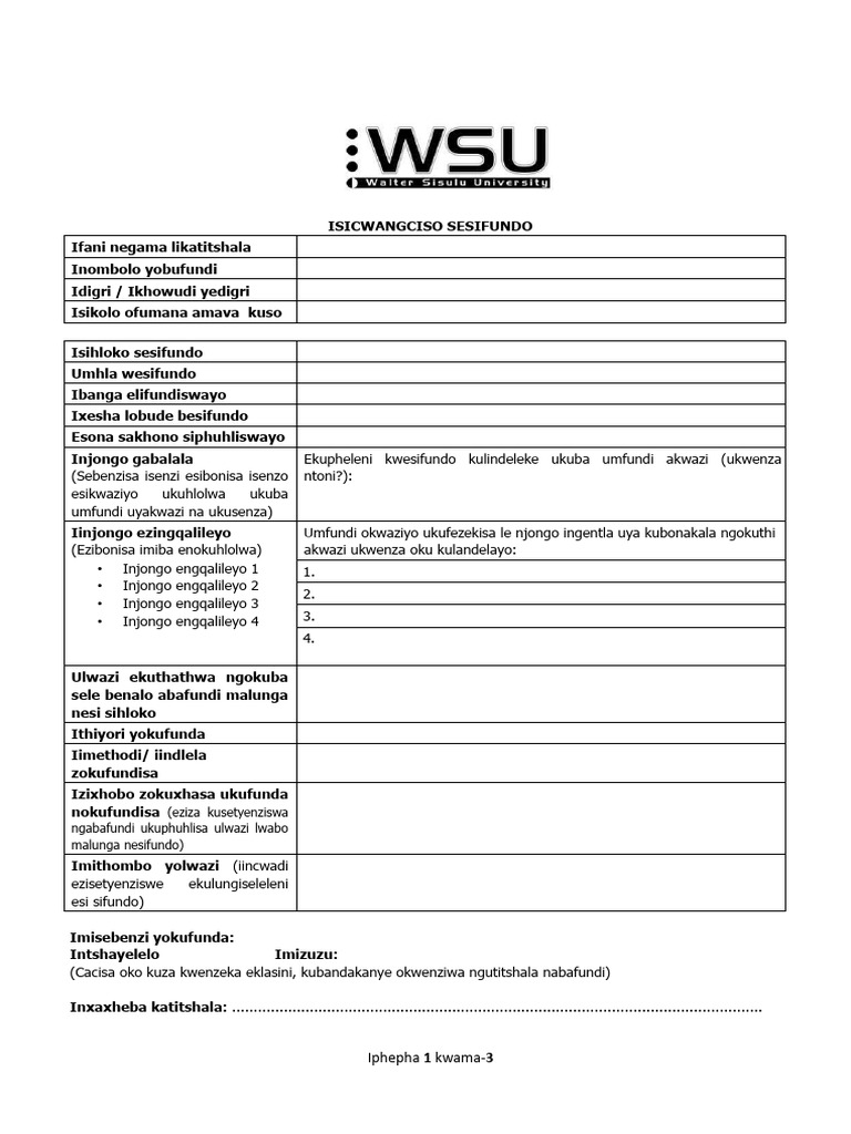 Isicwangciso Sesifundo: Umhlahlandlela | PDF