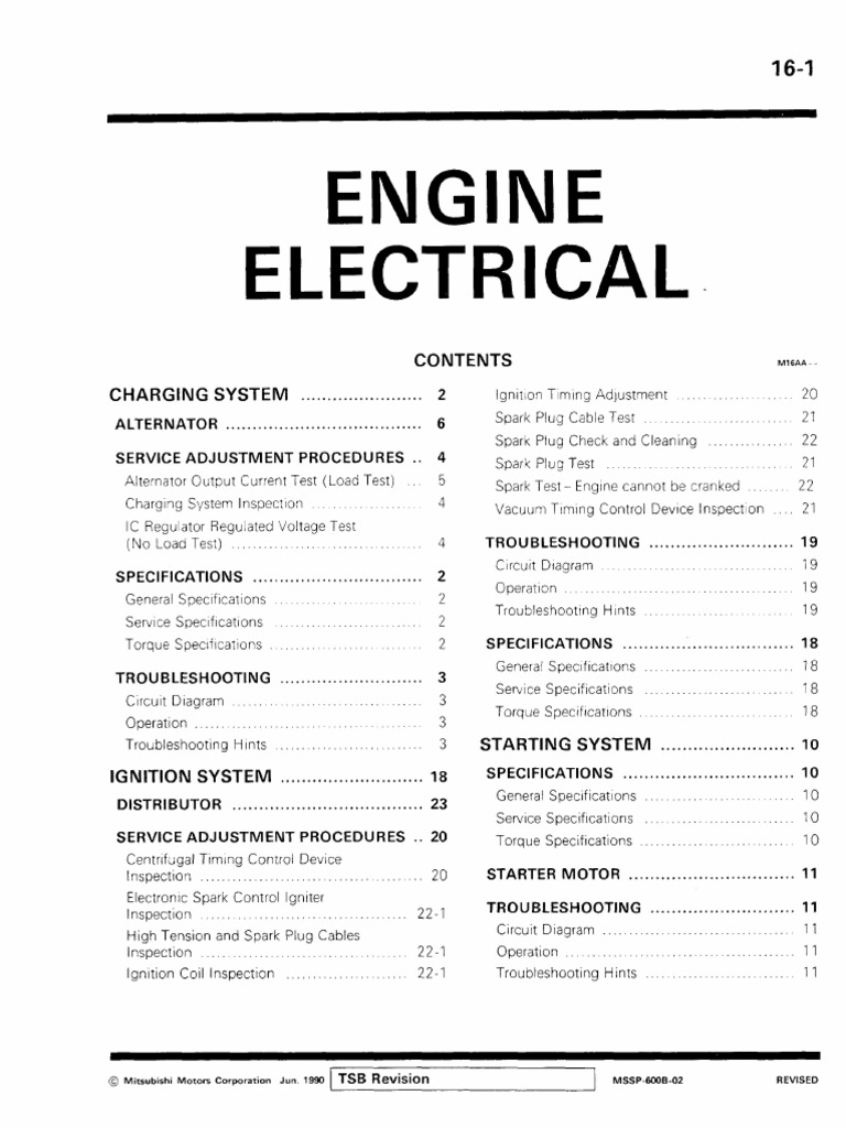 Minicab 16 ENGINE ELECTRICAL | PDF | Manufactured Goods | Electrical Equipment