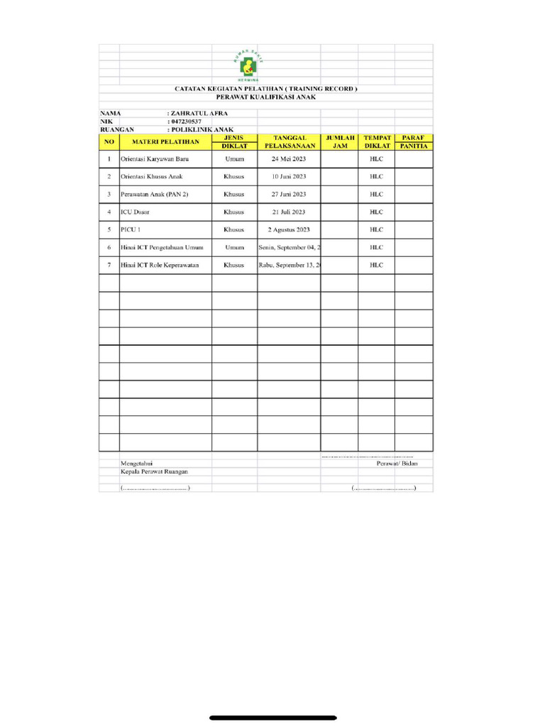 Training Record | PDF