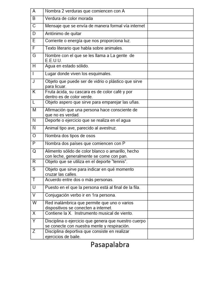 Pasapalabras 3 | PDF | Artes del Lenguaje y Comunicación | Estudios de ...