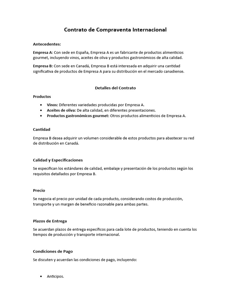 Contrato de Compraventa Internacional | Descargar gratis PDF | Business ...