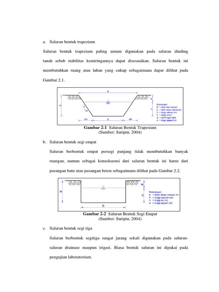 Gambar 2-1 Saluran Bentuk Trapesium | PDF