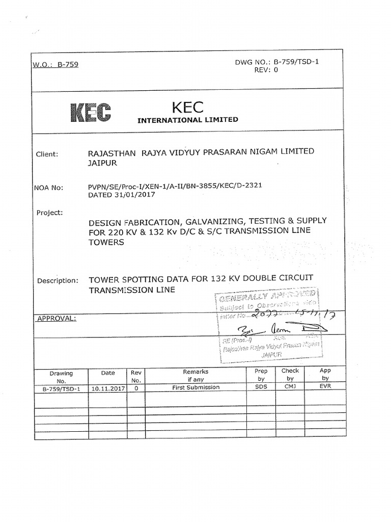 B 759-TSD-1 Tower Spotting Data 132KV DC | PDF