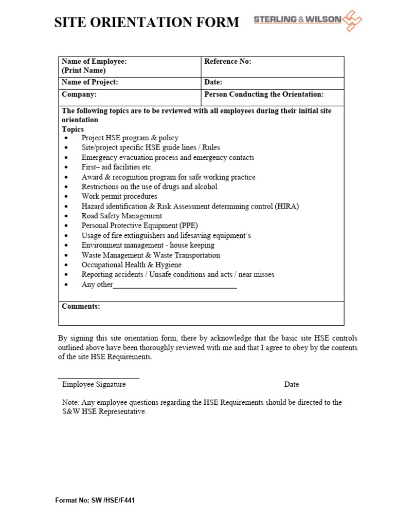 HSE Induction Format | PDF