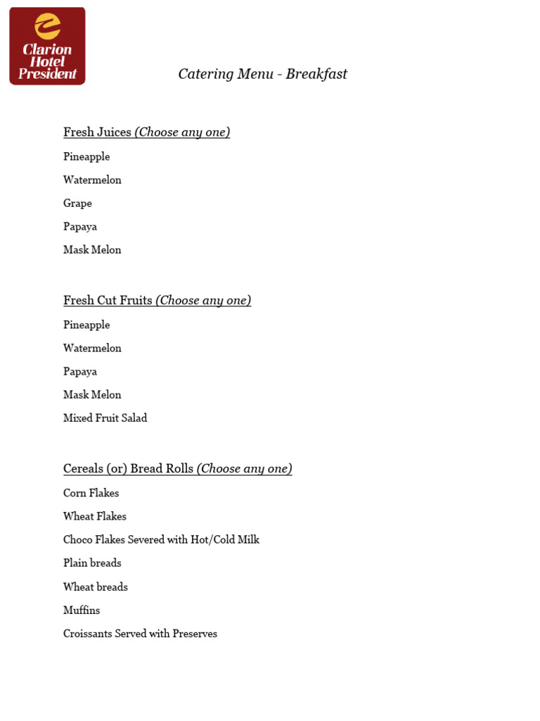 Catering Menu | PDF | Desserts | Soup